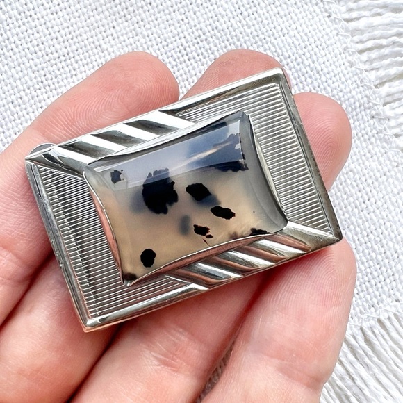 Vintage | Accessories | Vintage Moss Agate Maco Silver Brass ...